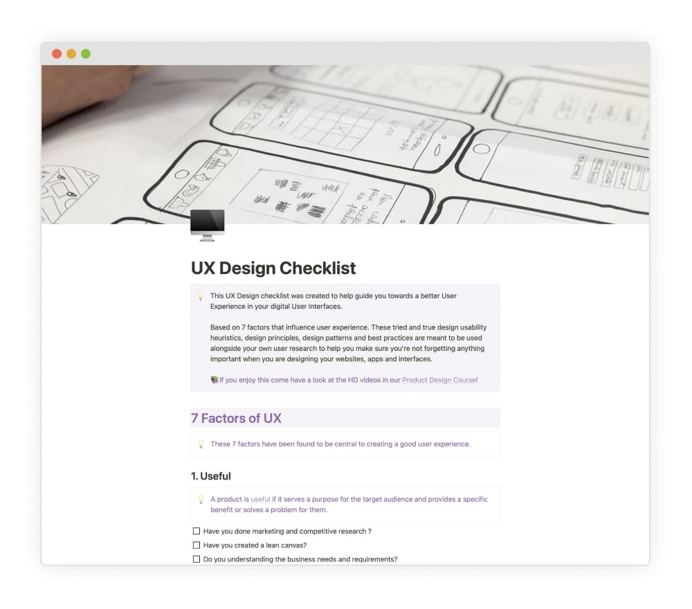 UX Design Checklist | DesignerUp